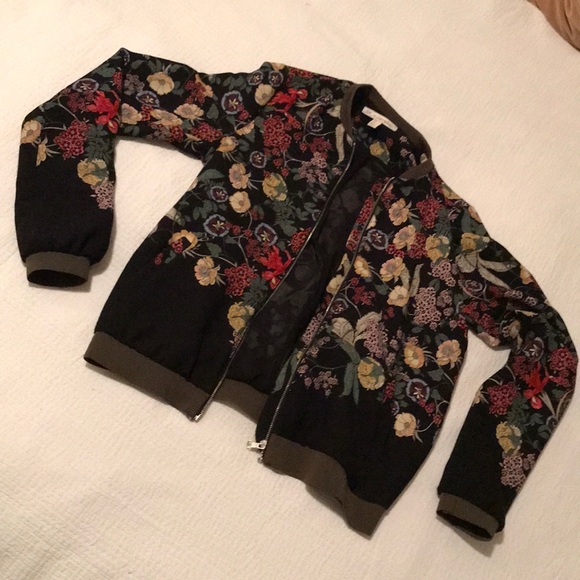 Zara | Jackets & Coats | Zara Floral Bomber | Poshmark